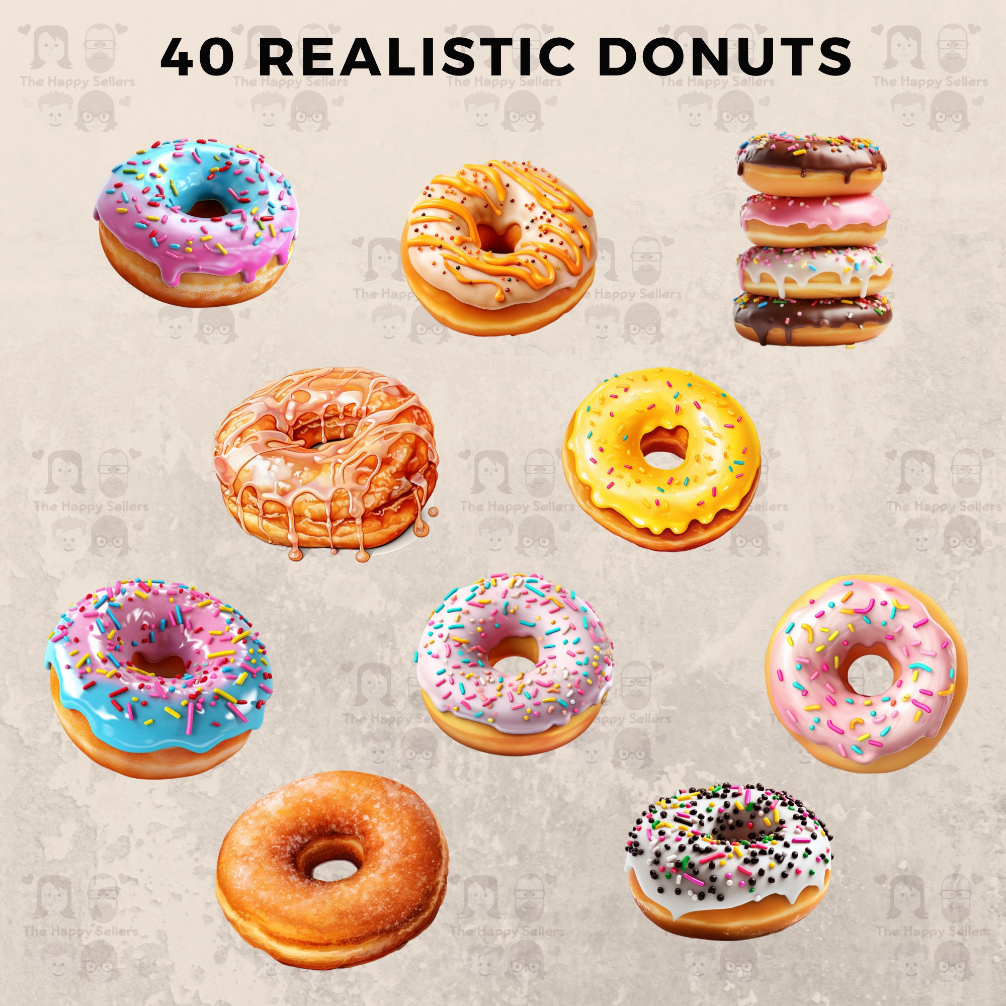 40 Realistic Donuts Clipart Pack INSTANT DOWNLOAD 40 Donut - Etsy