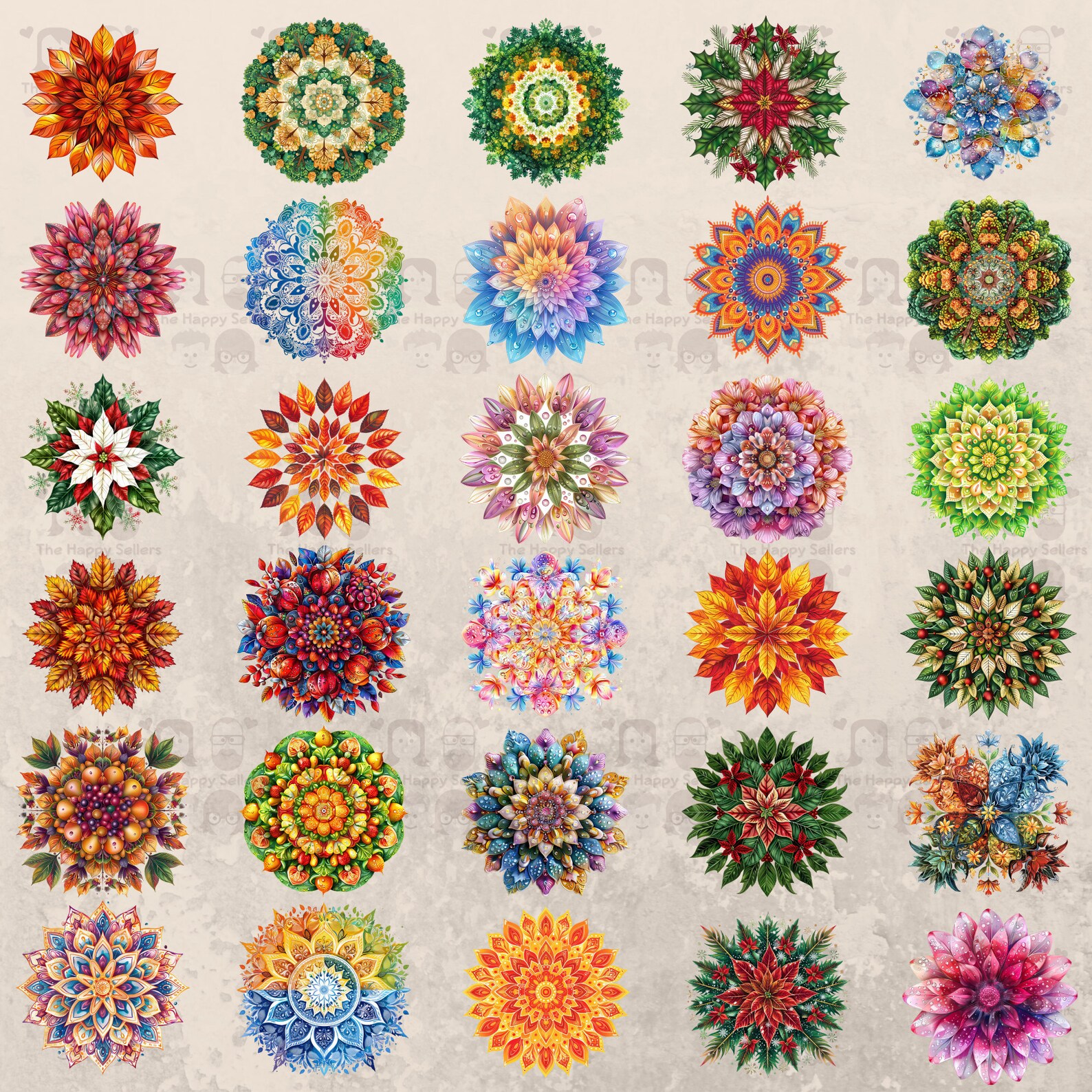 55 Mandalas for All Seasons Clipart Pack INSTANT DOWNLOAD 55 Beautiful ...