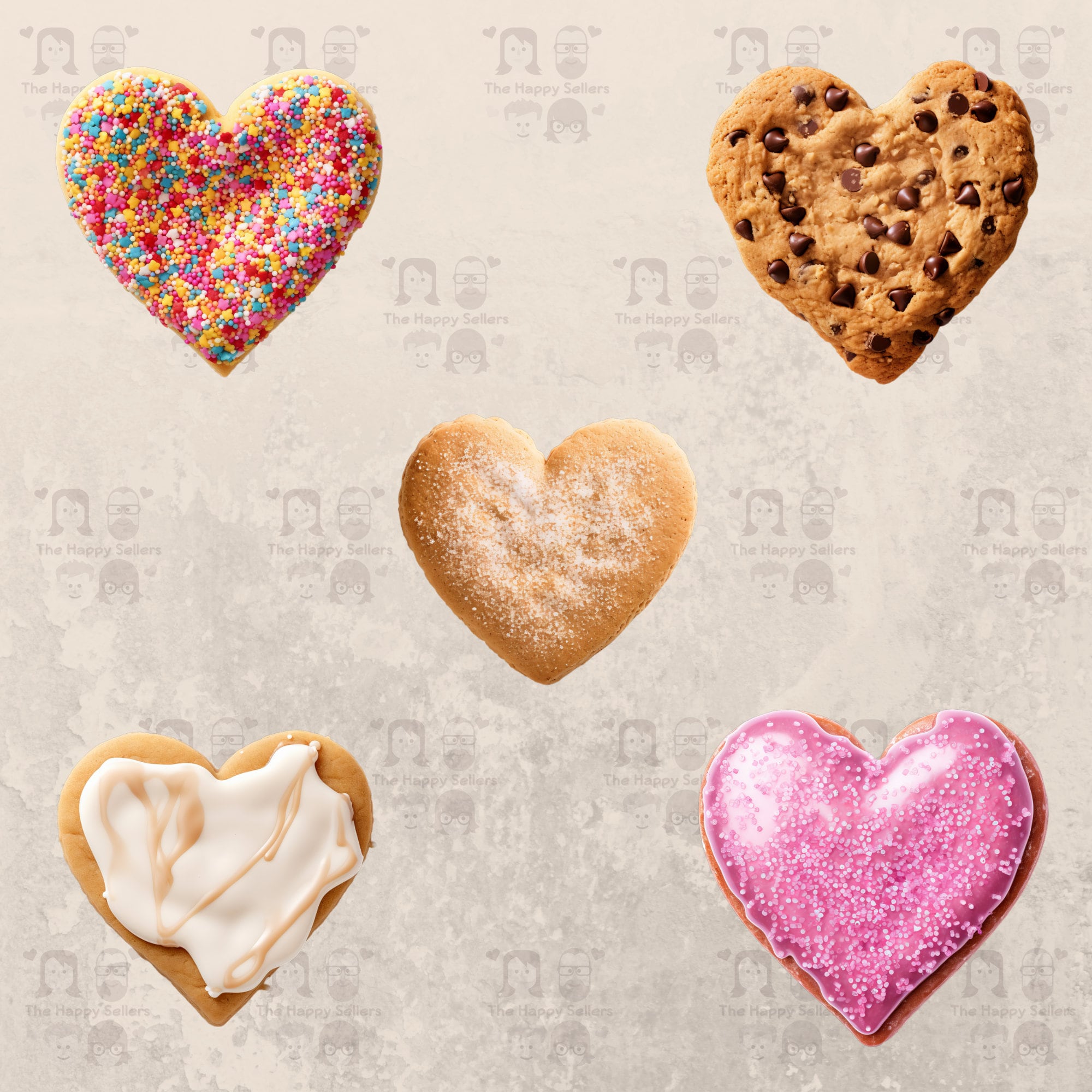 20 Heart Cookies Clipart Pack INSTANT DOWNLOAD 20 Heart-shaped Cookie ...
