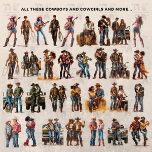 128 Cowboys and Cowgirls Clipart Bundle - Instant Download, Western ...