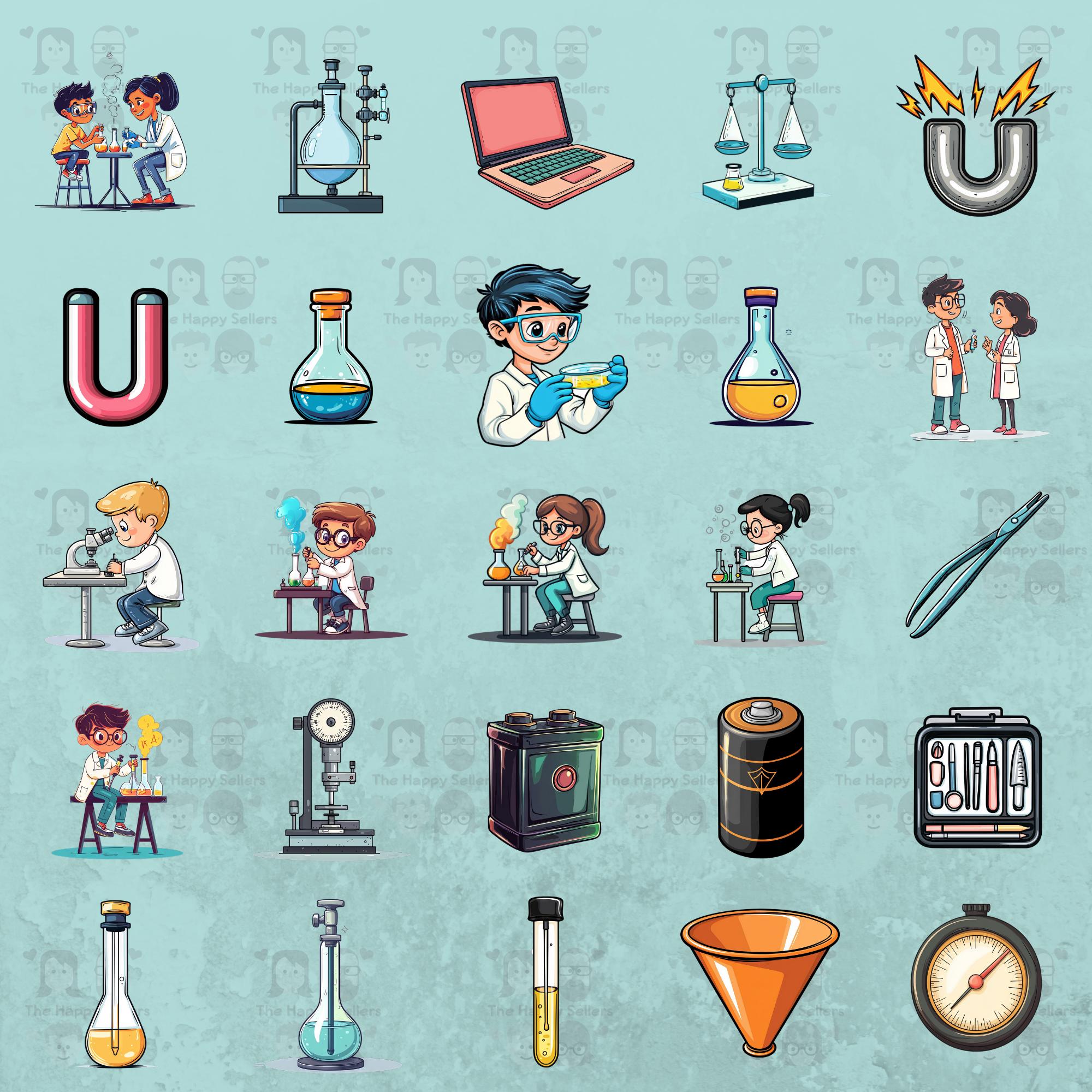 70 Science Class Clipart Pack INSTANT DOWNLOAD 70 Fun Science-themed ...