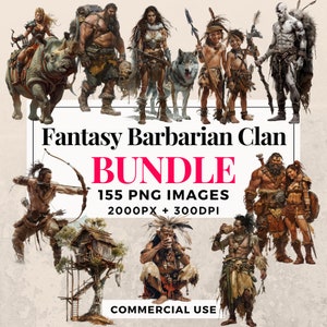 155 Fantasy Barbarian Clan Clipart Bundle - Instant Download, PNG ...