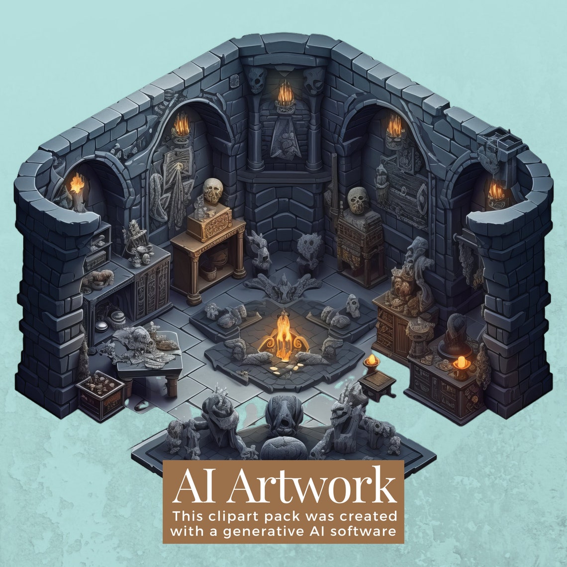 130 Isometric Dungeons and Castles Clipart Bundle - Instant Download ...