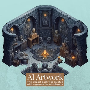 130 Isometric Dungeons and Castles Clipart Bundle - Instant Download ...