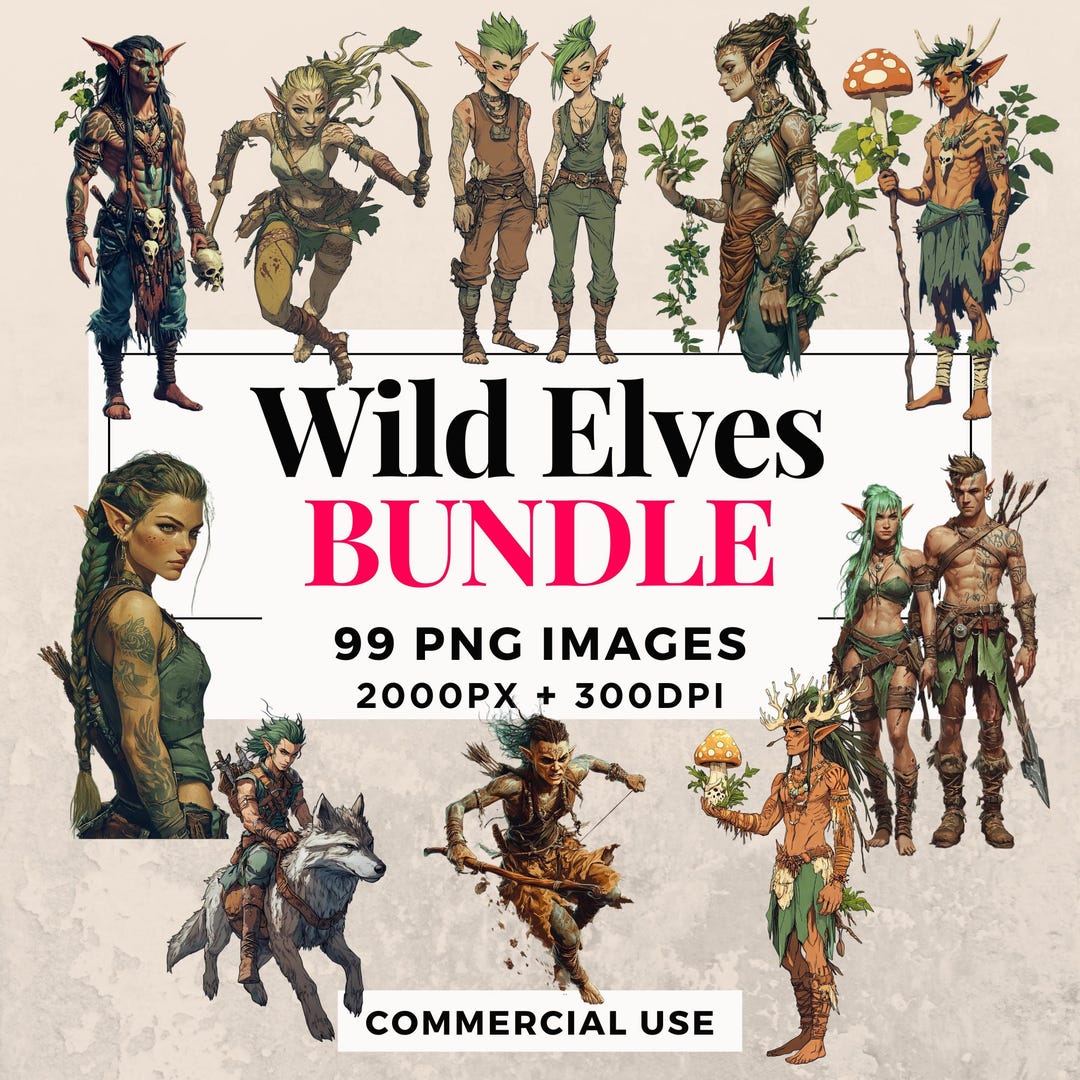 99 Wild Elves Clipart Bundle - Instant Download, Fantasy PNG Images ...