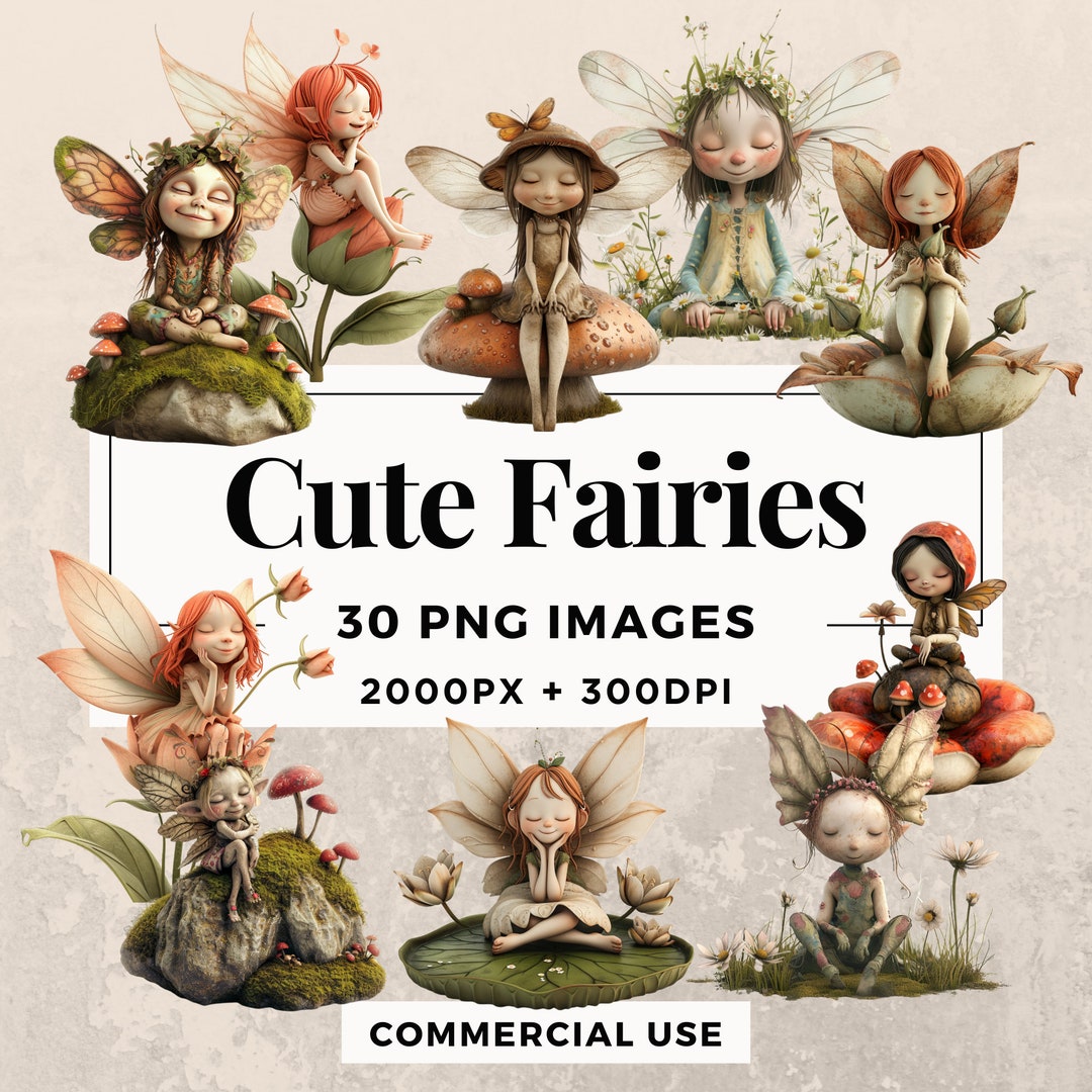 30 Cute Fairies Clipart Pack INSTANT DOWNLOAD 30 Enchanting Fairy ...