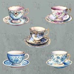 10 Fancy Tea Cups Clipart Pack INSTANT DOWNLOAD 10 Elegant Tea Cup ...