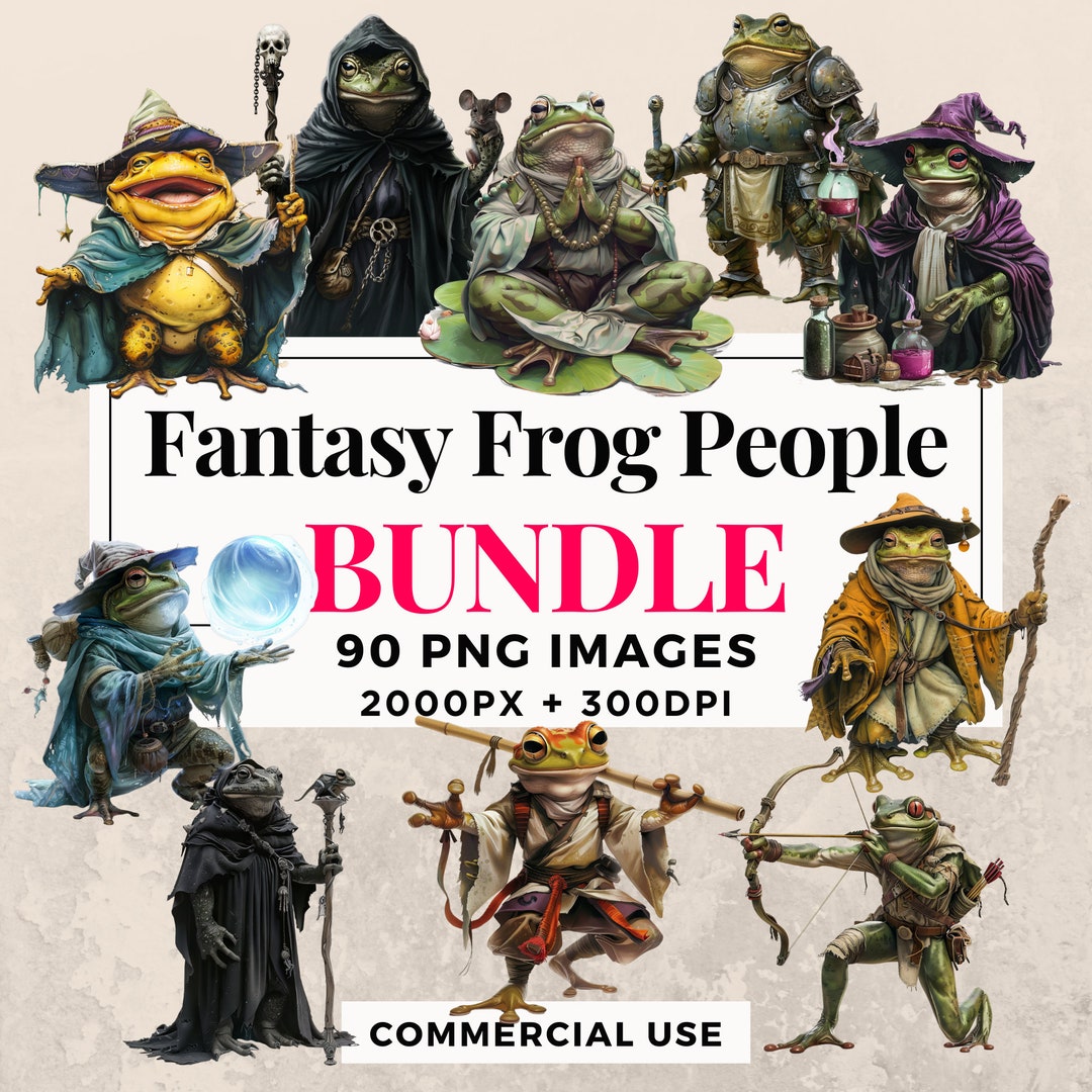 90 Fantasy Frog People Clipart Bundle - Instant Download, PNG Images ...