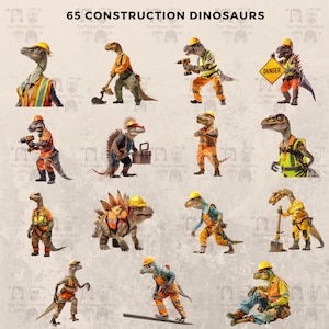 65 Construction Dinosaurs Clipart Pack INSTANT DOWNLOAD 65 Mighty Dino ...