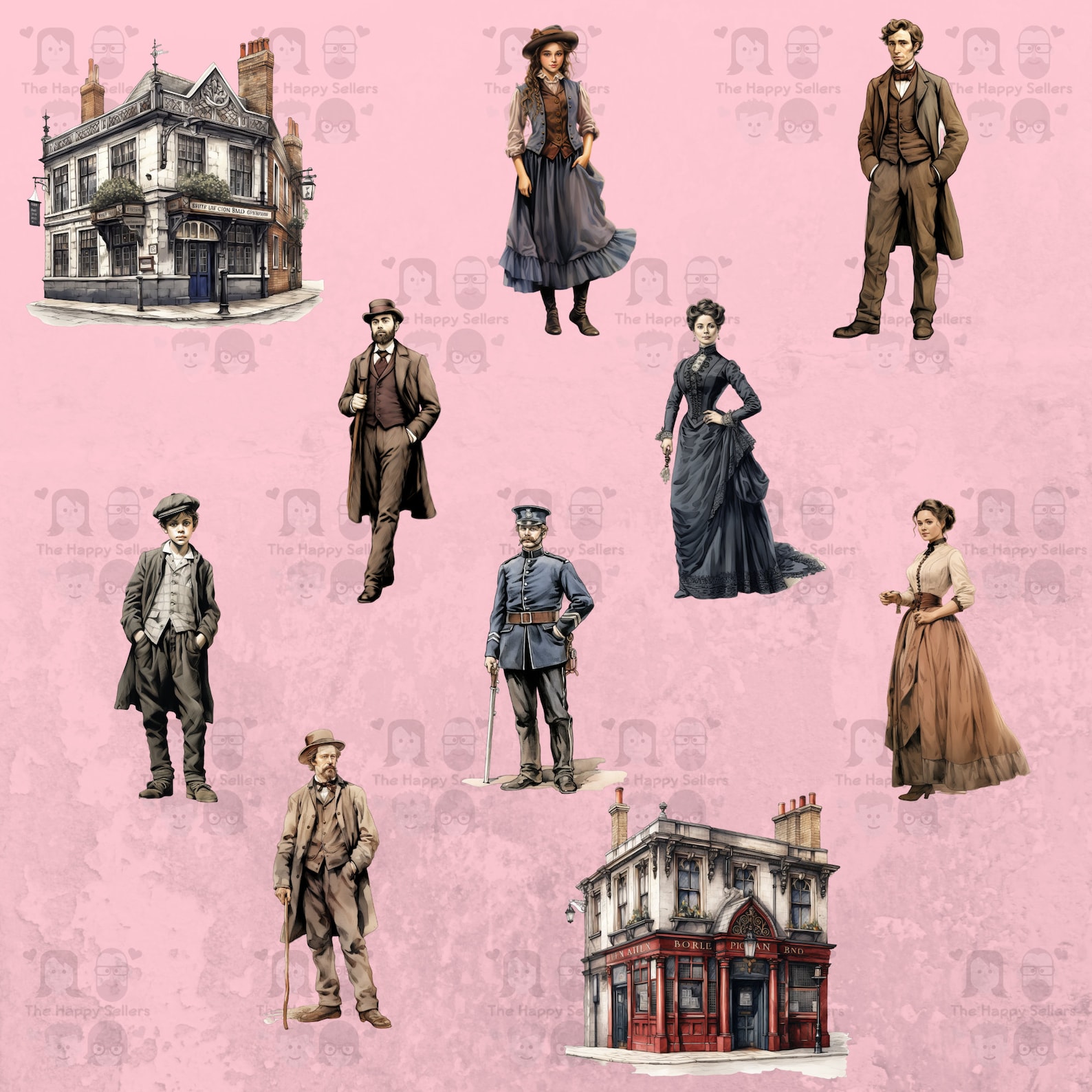 40 Victorian Era Characters Clipart Pack - INSTANT DOWNLOAD, PNG ...