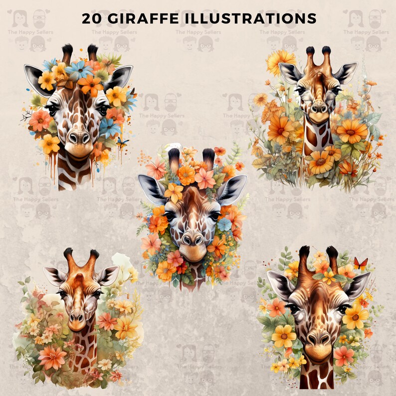20 Giraffes Clipart Pack INSTANT DOWNLOAD 20 Majestic Giraffe ...