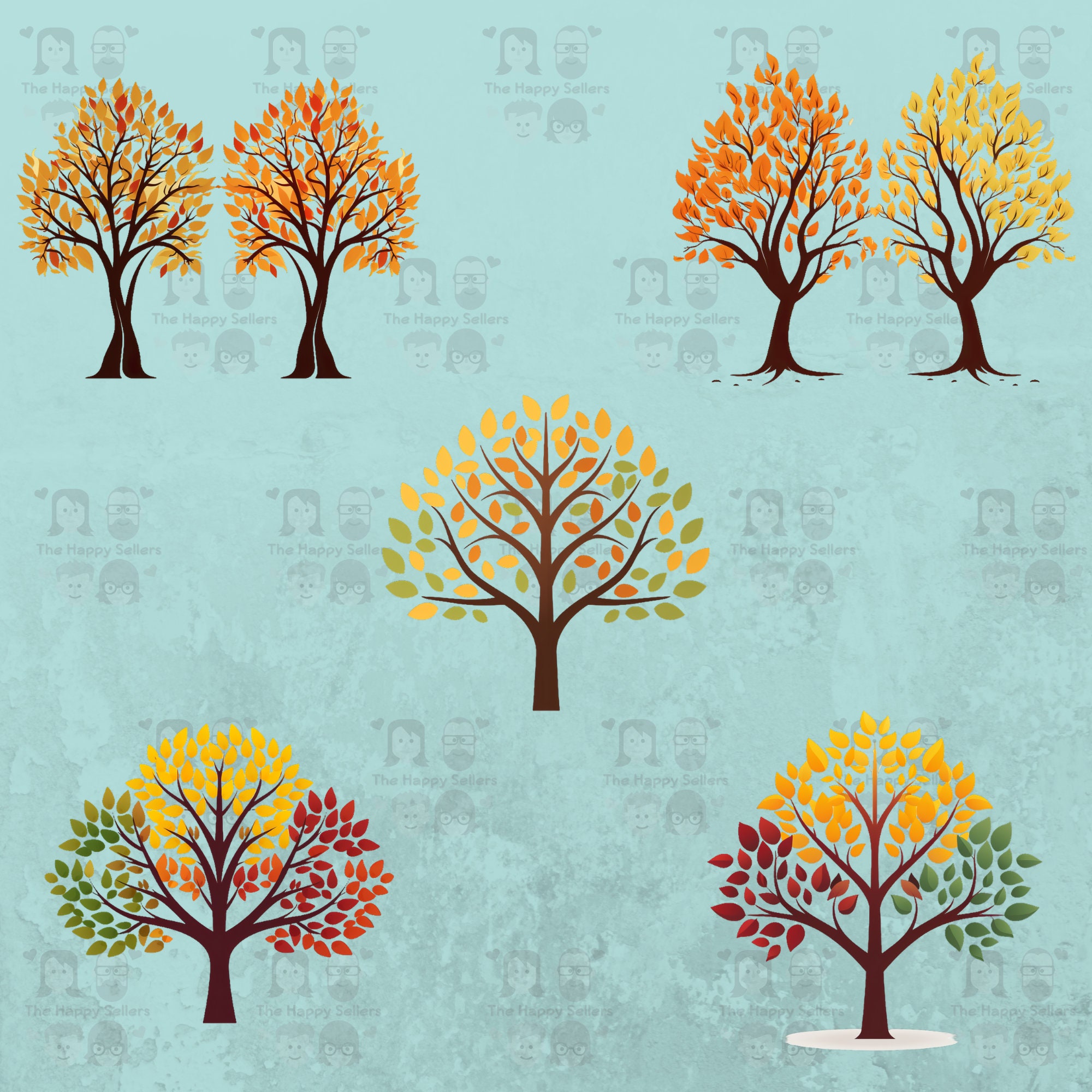20 Autumn Tree Icons Clipart Pack INSTANT DOWNLOAD 20 Autumn Tree Icon ...