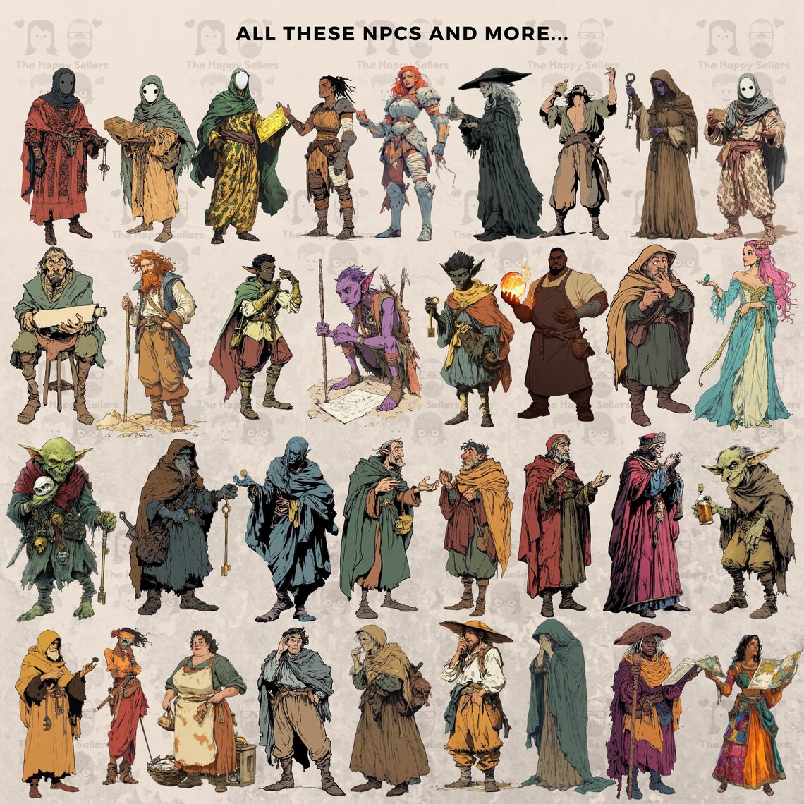 122 Fantasy Npcs Clipart Bundle - Instant Download, PNG Images ...