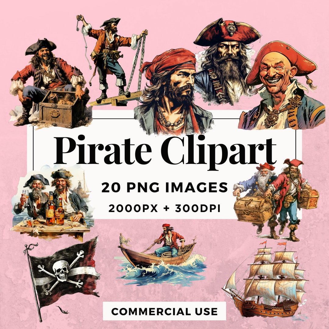 20 Pirate Clipart Pack INSTANT DOWNLOAD 20 Pirate Illustrations, PNG ...