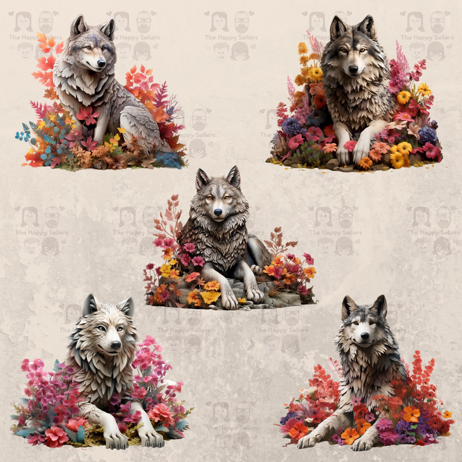 10 Majestic Wolves Clipart Pack INSTANT DOWNLOAD 10 Majestic Wolf ...