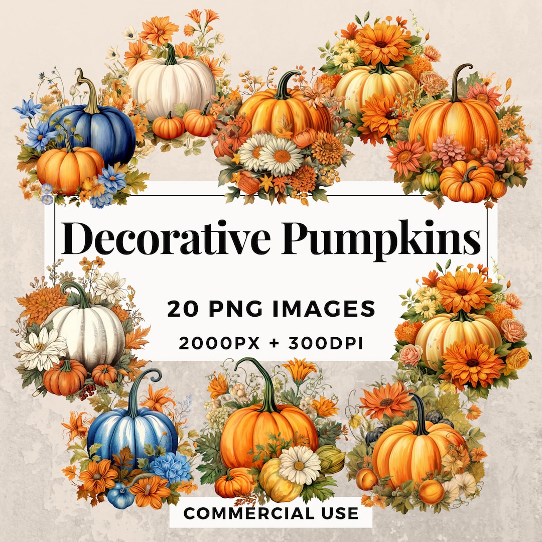 20 Decorative Pumpkins Clipart Pack INSTANT DOWNLOAD 20 Decorative ...
