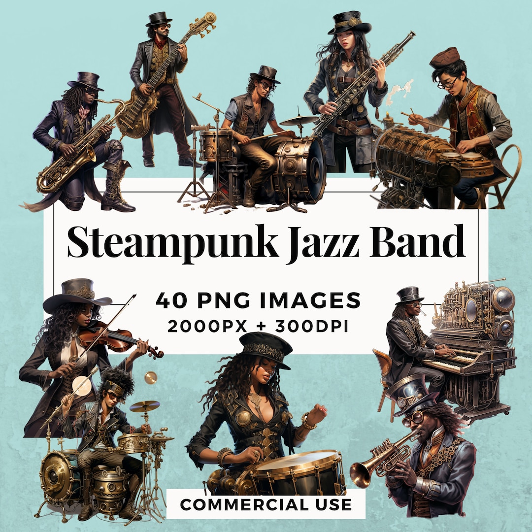 30 Steampunk Jazz Band Clipart Pack INSTANT DOWNLOAD 30 Steampunk Jazz ...