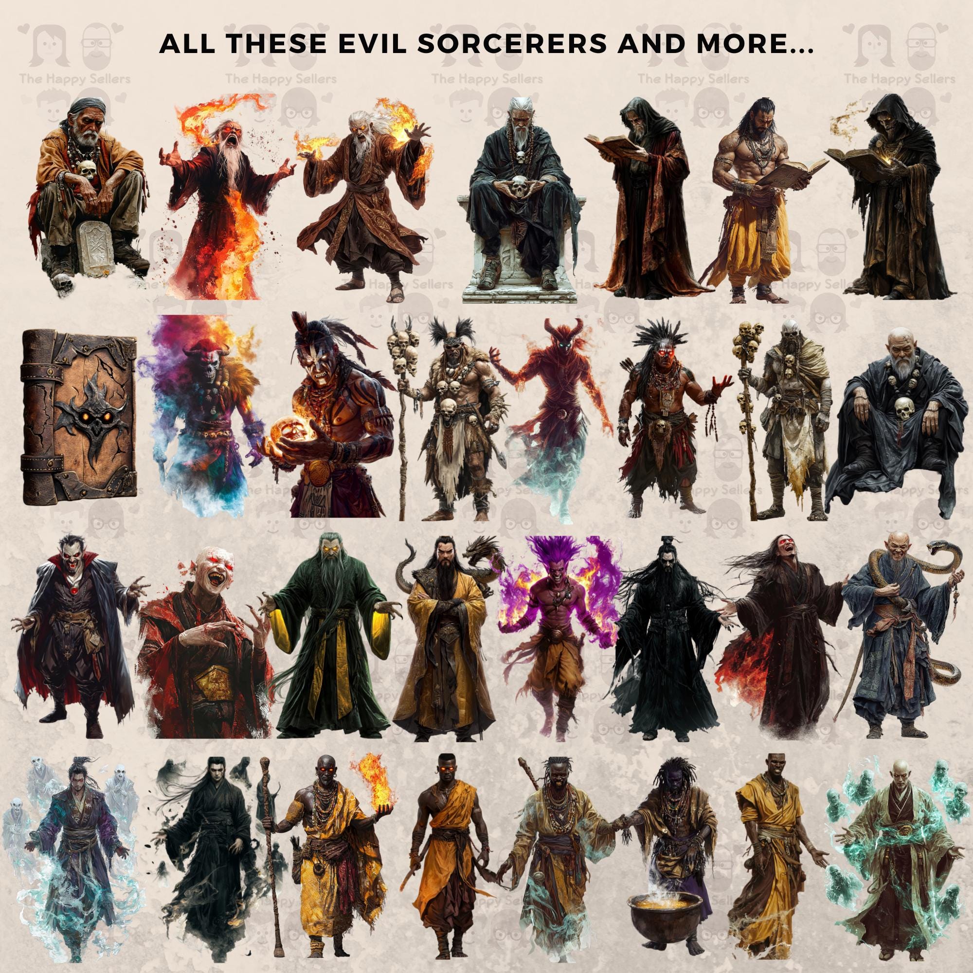 110 Evil Sorcerers Clipart Bundle - Instant Download, Dark Fantasy ...