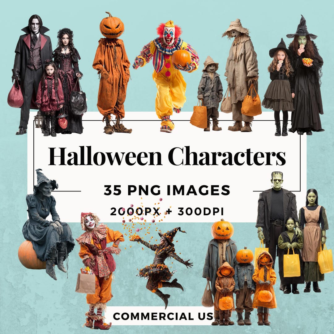 35 Halloween Characters Clipart Pack INSTANT DOWNLOAD 35 Spooky ...