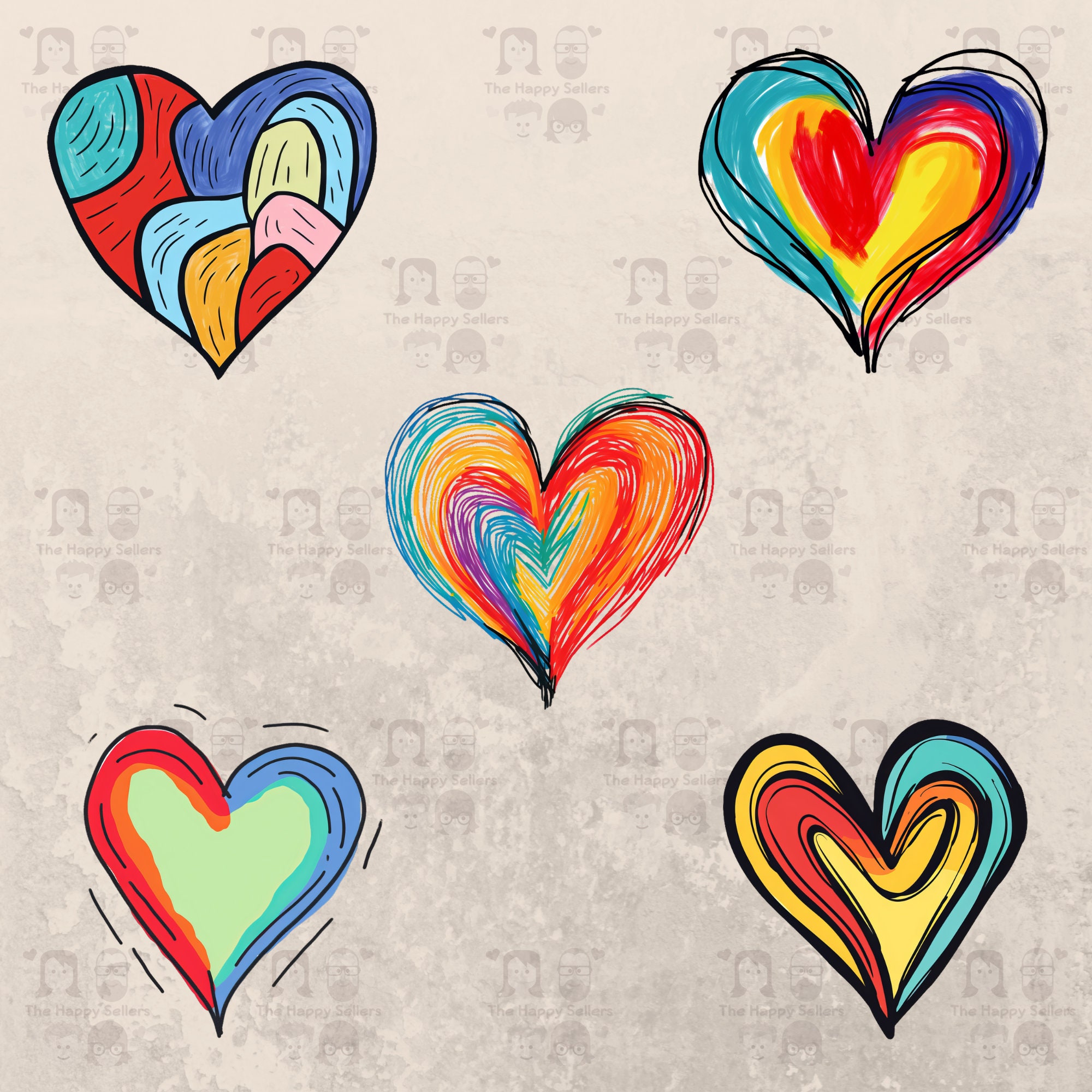 20 Heart Doodles Clipart Pack INSTANT DOWNLOAD 20 Playful Heart ...