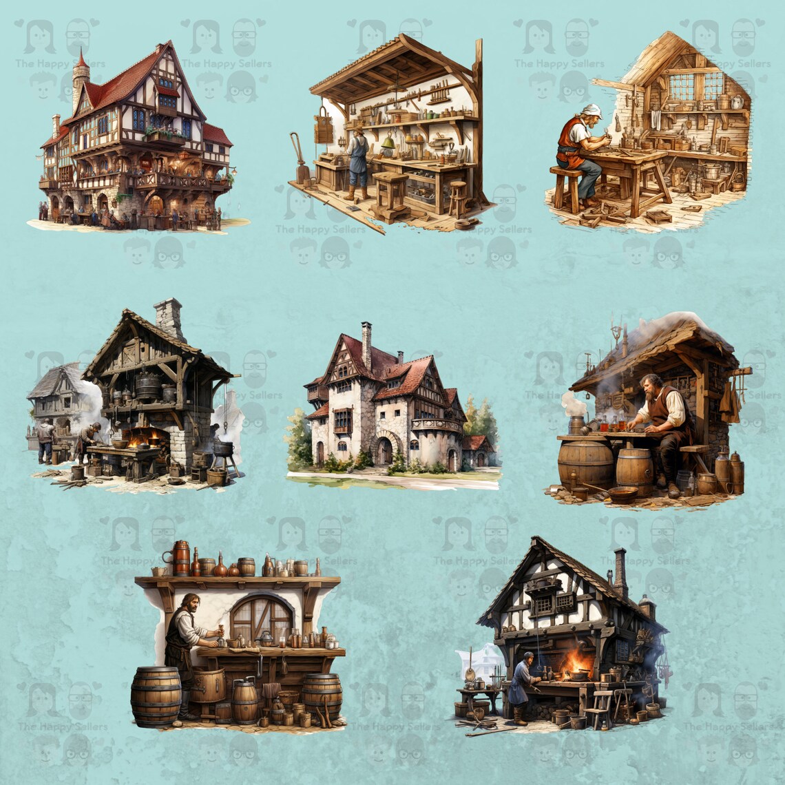 30 Medieval Life #2 Clipart Pack INSTANT DOWNLOAD 30 Medieval Life ...