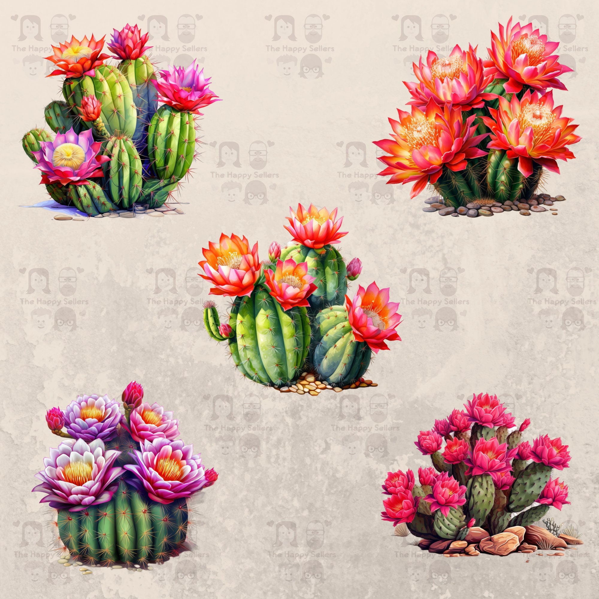 10 Cactus Flowers Clipart Pack INSTANT DOWNLOAD 10 Cactus - Etsy