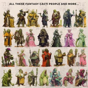 100 Fantasy Cacti People Clipart Bundle - Instant Download, PNG Images ...