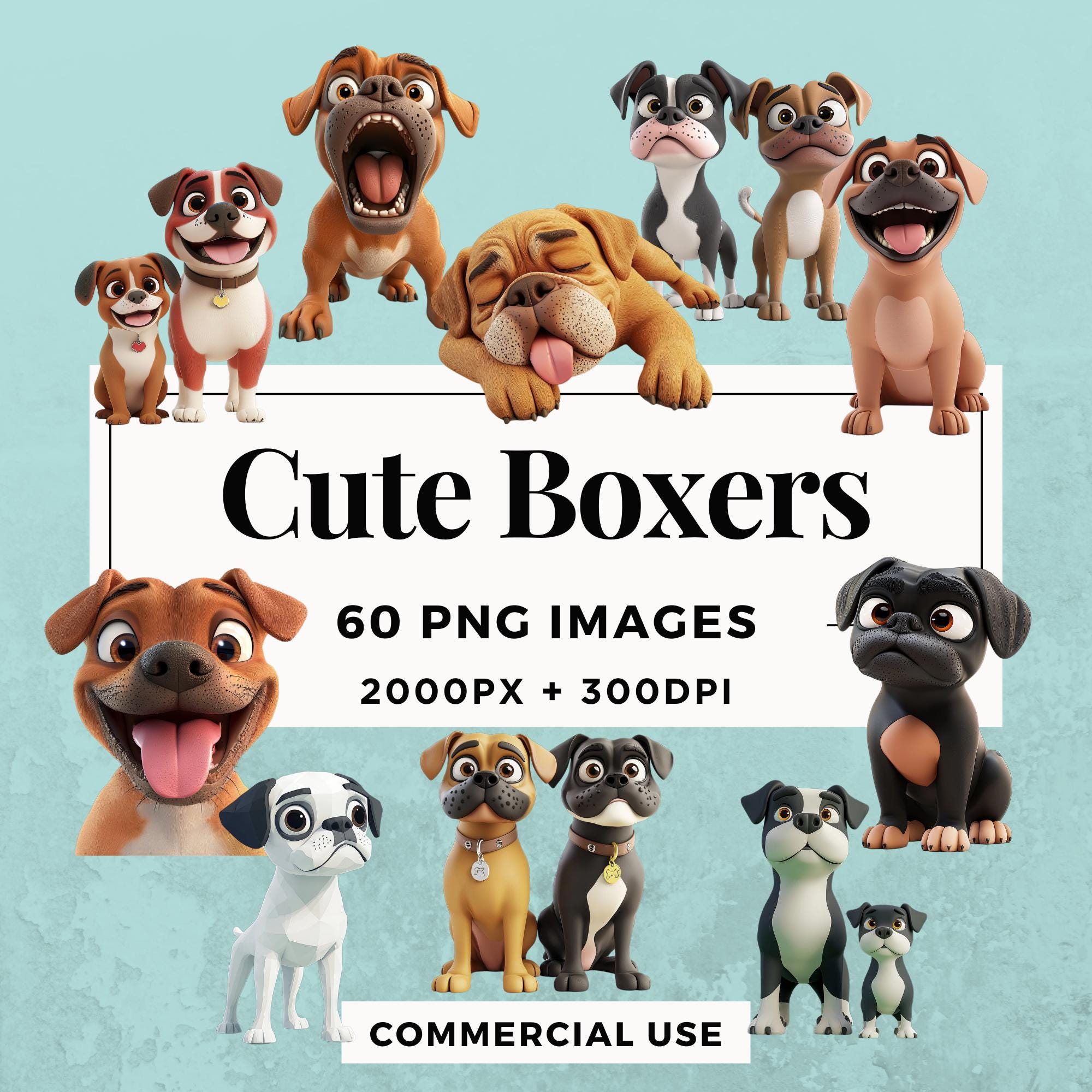 60 Cute Boxers Clipart Pack INSTANT DOWNLOAD 60 Adorable Boxer ...