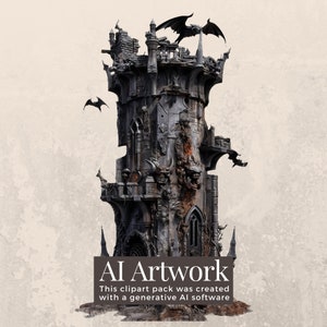 55 Fantasy Wizards Tower Clipart Pack INSTANT DOWNLOAD 55 Enchanting ...