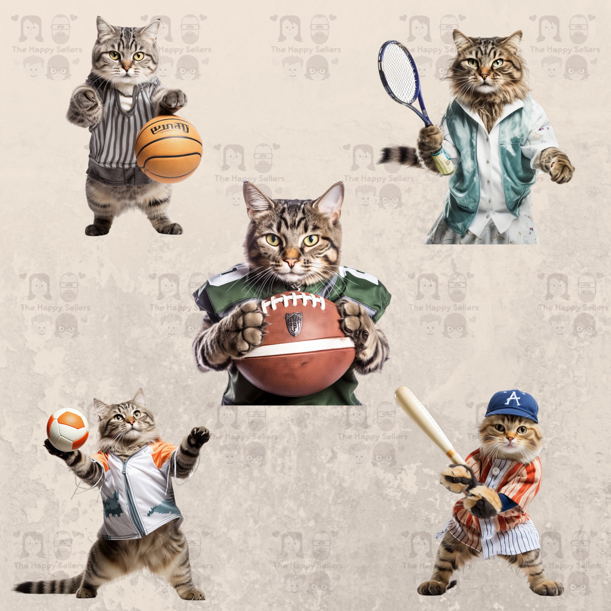 10 Sports Cats Clipart Pack INSTANT DOWNLOAD 10 Athletic Cat - Etsy