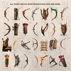 134 Fantasy Bowyer/fletcher Shop Clipart Bundle - Instant Download, PNG ...