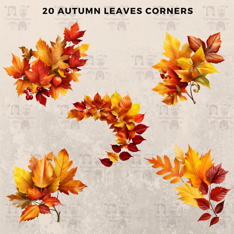 20 Autumn Leaves Corners Clipart Pack INSTANT DOWNLOAD PNG - Etsy Canada