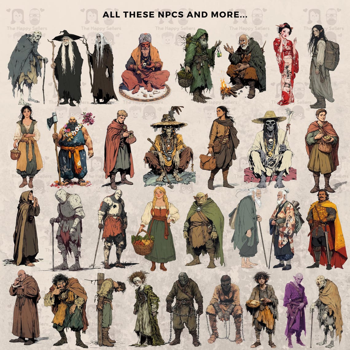 122 Fantasy Npcs Clipart Bundle - Instant Download, PNG Images ...