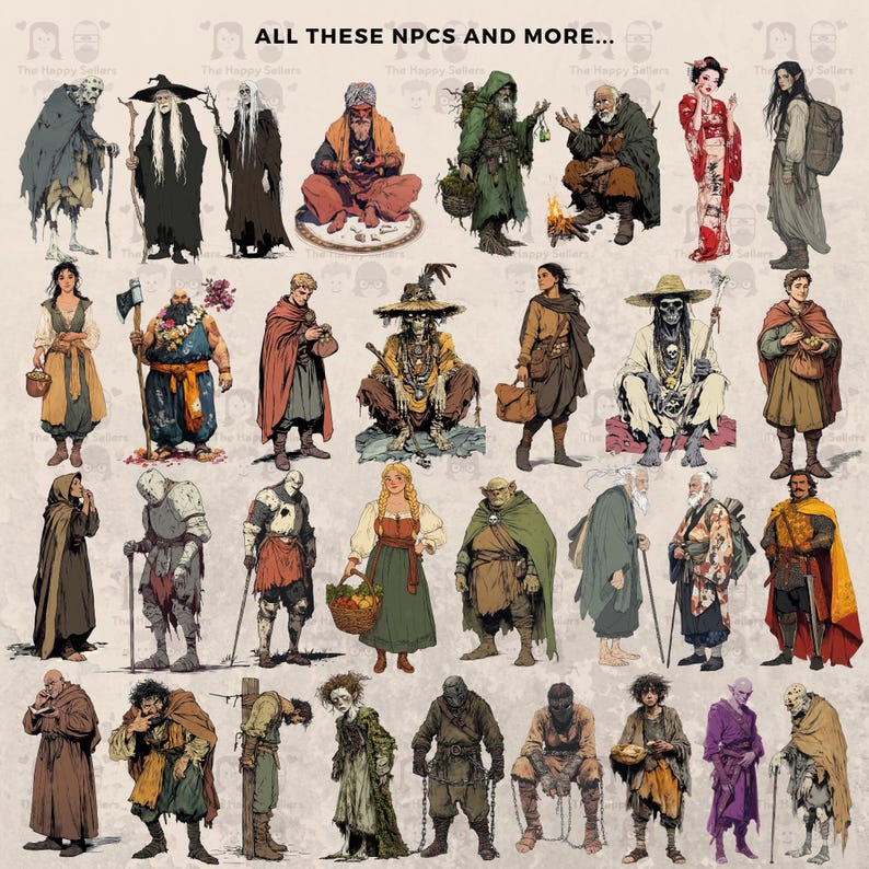 122 Fantasy Npcs Clipart Bundle - Instant Download, PNG Images ...