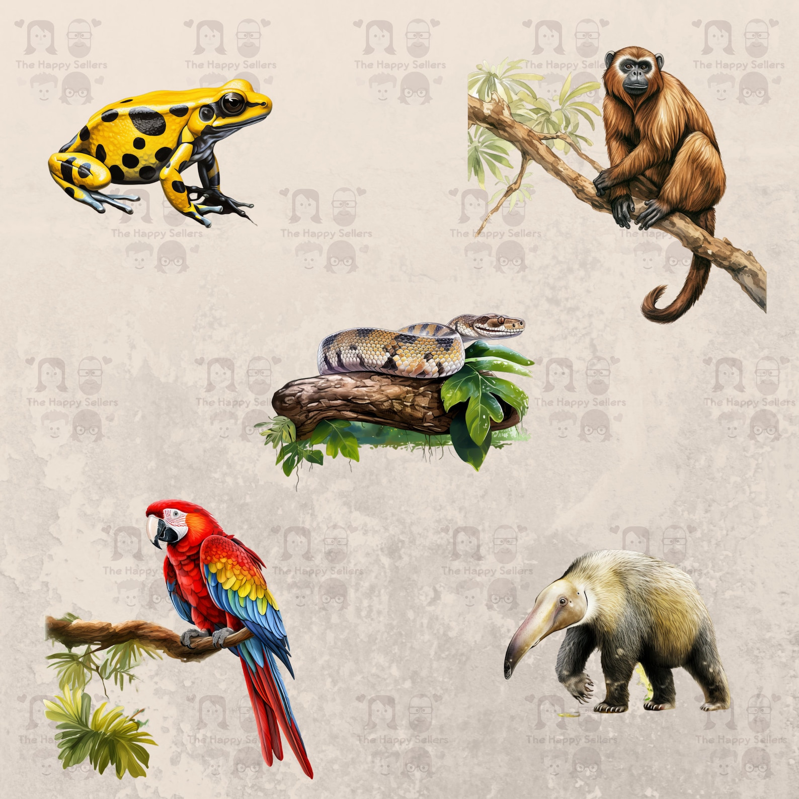 20 Rainforest Animals Clipart Pack INSTANT DOWNLOAD 20 Rainforest ...