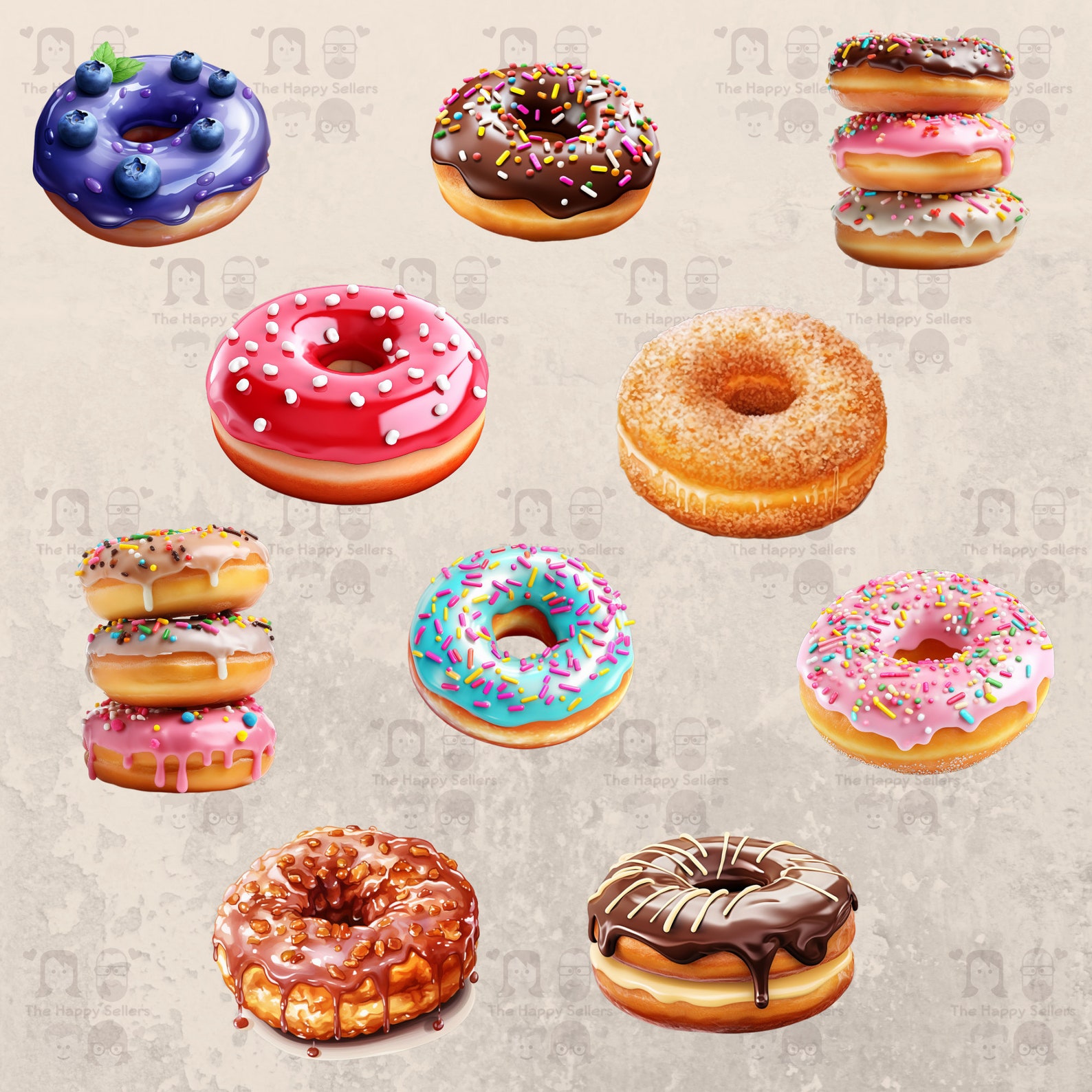 40 Realistic Donuts Clipart Pack INSTANT DOWNLOAD 40 Donut ...