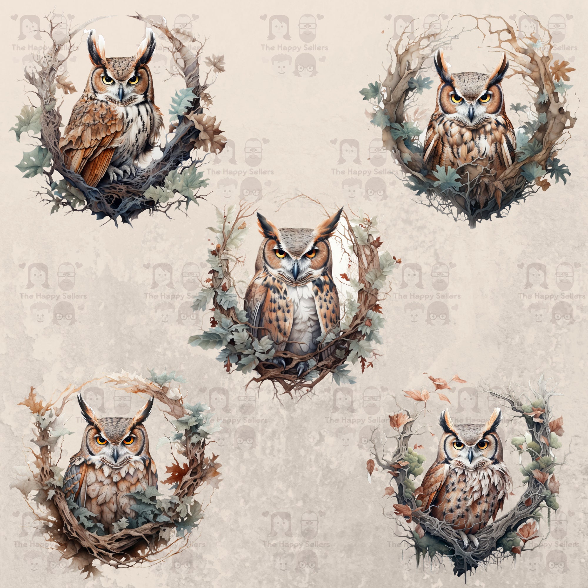 10 Majestic Owls Clipart Pack INSTANT DOWNLOAD 10 Regal Owl ...
