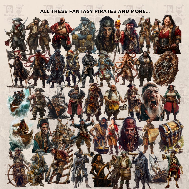160 Fantasy Pirates Clipart Bundle Instant Download, Pirate ...
