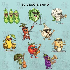 20 Veggie Band Clipart Pack INSTANT DOWNLOAD 20 Musical Vegetable ...