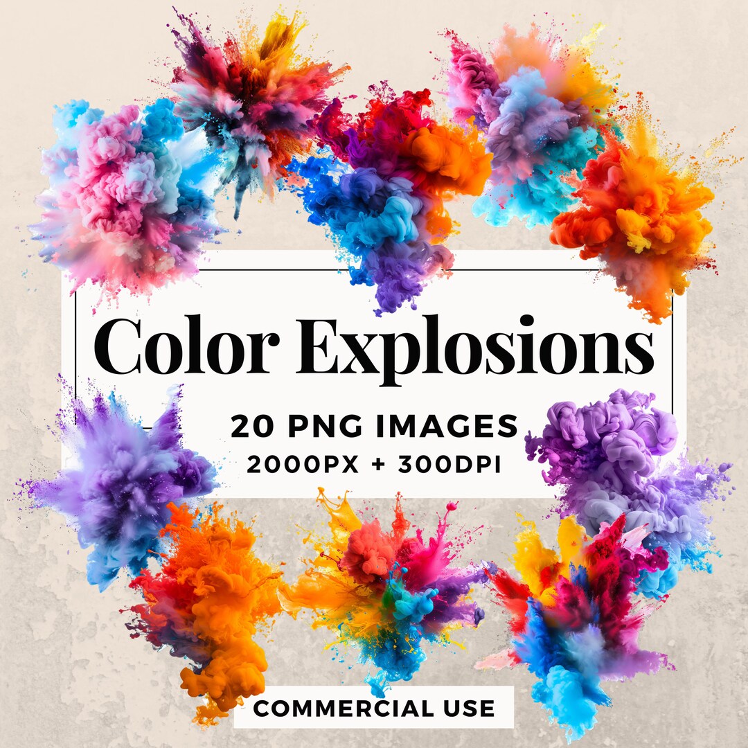 20 Color Explosions Clipart Pack INSTANT DOWNLOAD 20 Vibrant Explosion ...