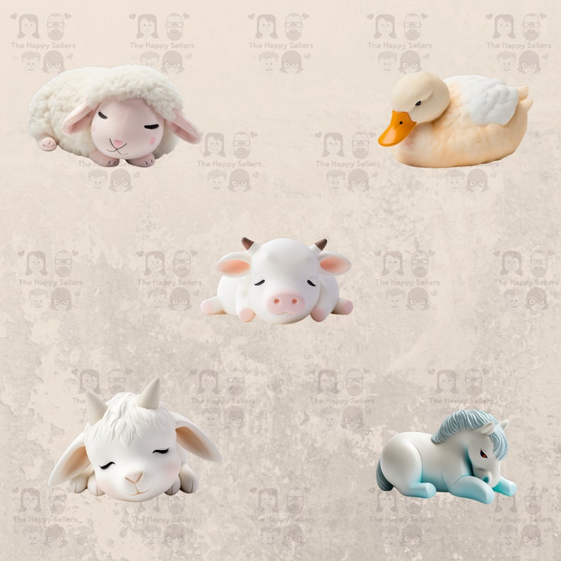 20 Sleepy Farm Animals Clipart Pack INSTANT DOWNLOAD 20 Cozy Farm ...
