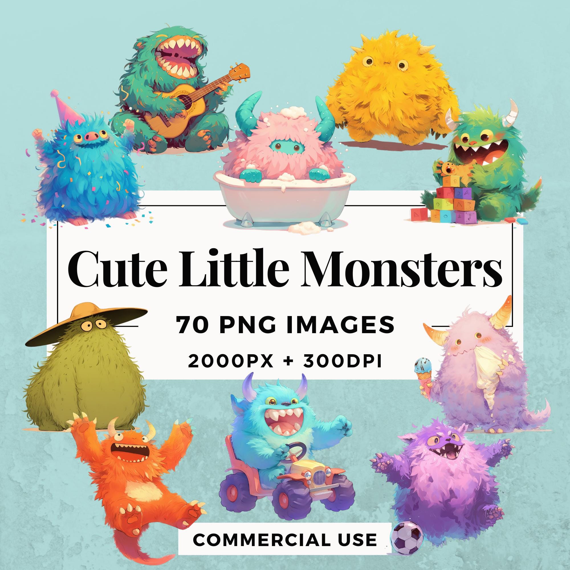 70 Cute Little Monsters Clipart Pack INSTANT DOWNLOAD 70 Adorable ...