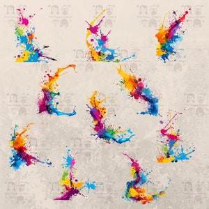 20 Color Splashes Corner Designs Clipart Pack - INSTANT DOWNLOAD, PNG ...