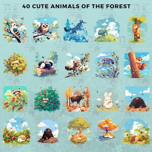 40 Cute Animals of the Forest Clipart Pack INSTANT DOWNLOAD 40 Adorable ...