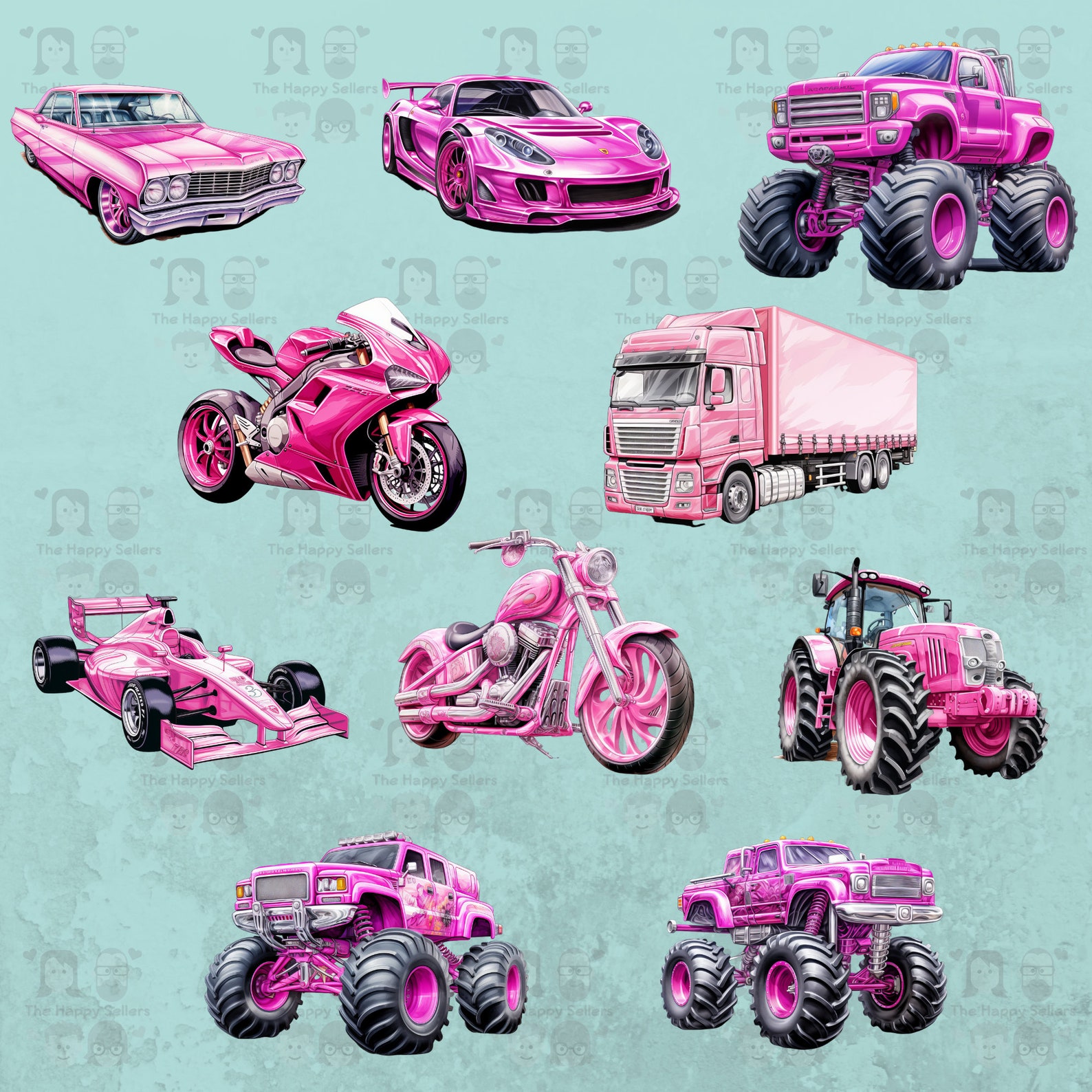 40 Pink Vehicles Clipart Pack INSTANT DOWNLOAD 40 Pink Vehicle ...