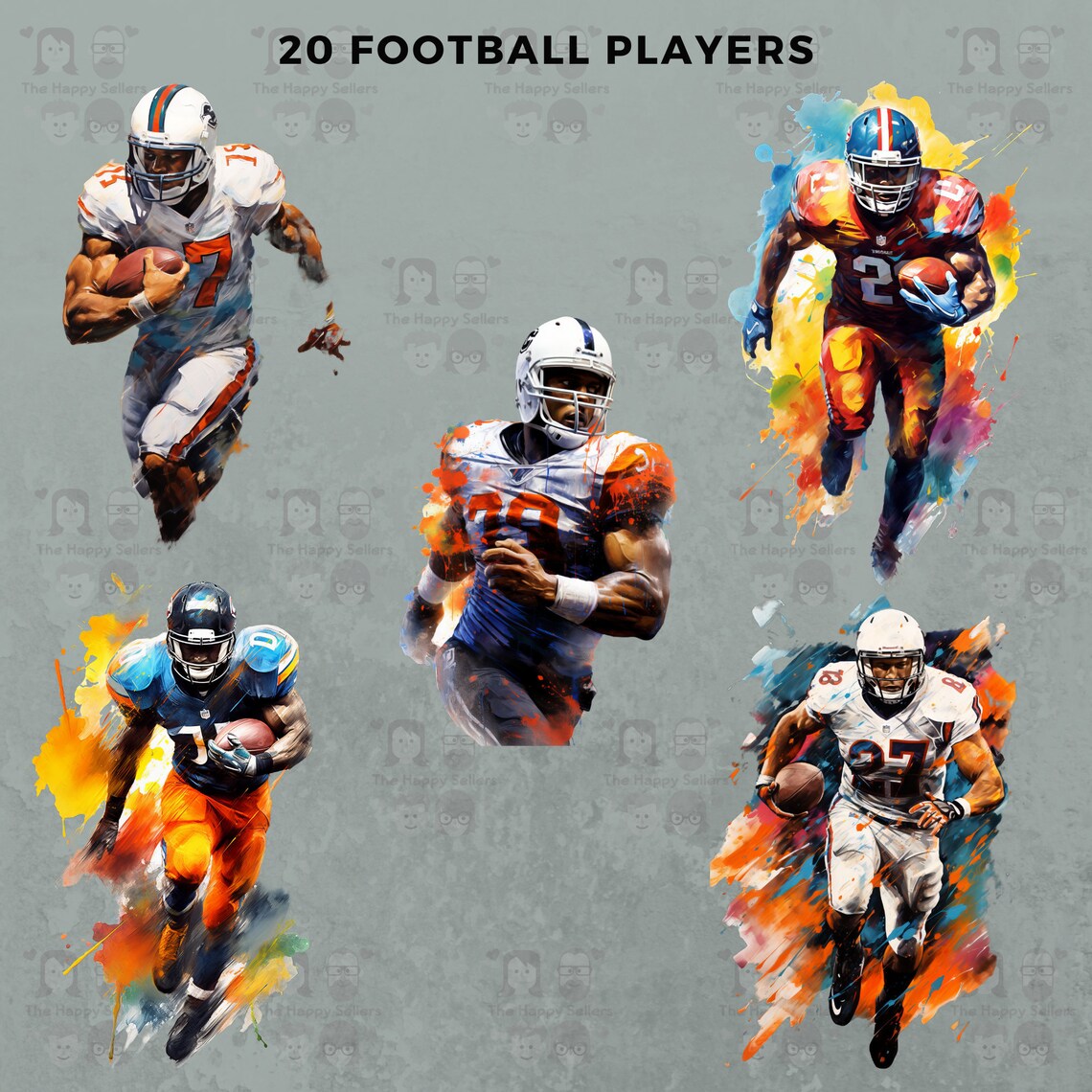 20 Football Players Clipart Pack INSTANT DOWNLOAD 20 Football Player ...