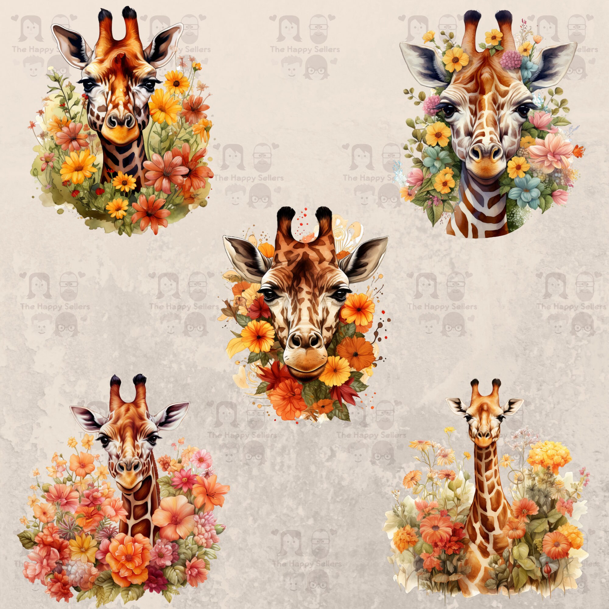 20 Giraffes Clipart Pack INSTANT DOWNLOAD 20 Majestic Giraffe ...