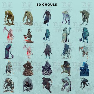 50 Ghouls Clipart Pack INSTANT DOWNLOAD 50 Spooky Ghoul Illustrations ...