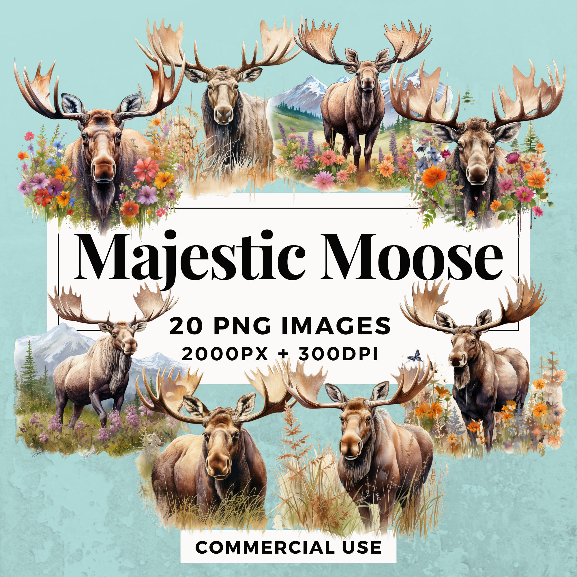 20 Majestic Moose Clipart Pack INSTANT DOWNLOAD 20 Stately Moose ...
