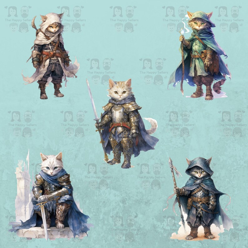 10 Fantasy Cats Clipart Pack INSTANT DOWNLOAD 10 Fantasy Cat ...